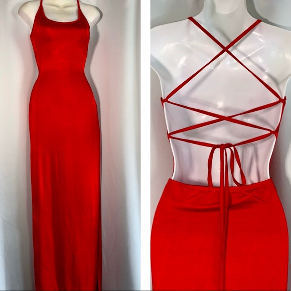 Dresses Sexy Long Red Dress Backless With Side Slit Poshmark